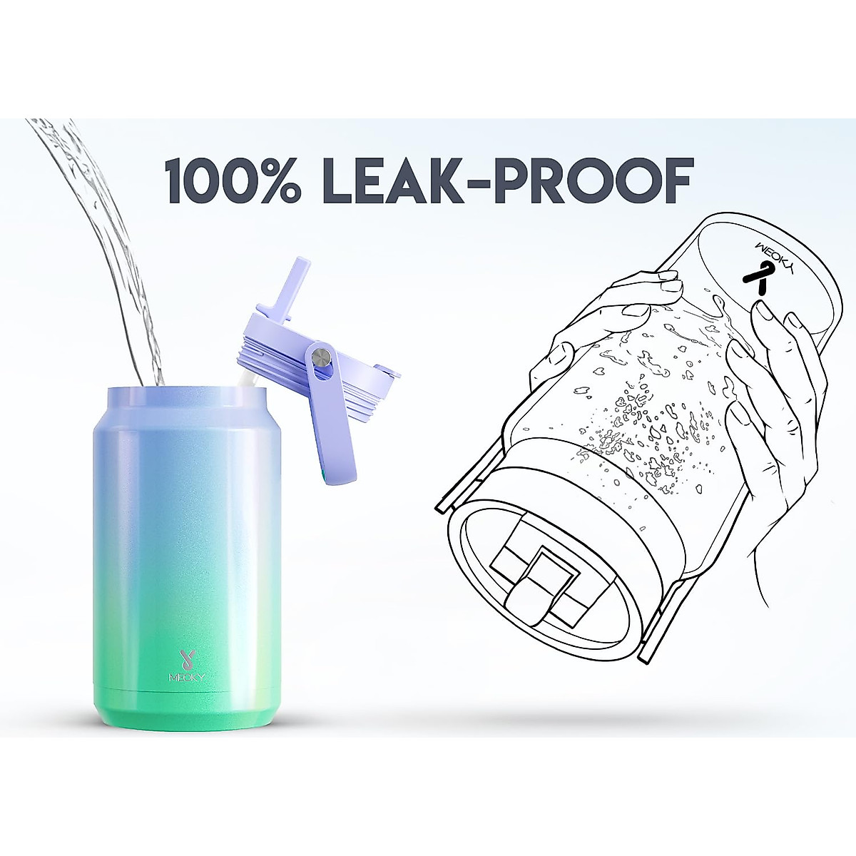 Meoky 50 oz Tumbler with Handle, Stainless Steel Vacuum Insulated Water Bottle, Keeps Cold for 36 Hours, 100% Leak Proof, BPA-free, Non-slip Base (Fairyland)