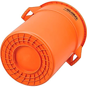 Global Industrial 55 Gallon Plastic Trash Can, Bright Orange