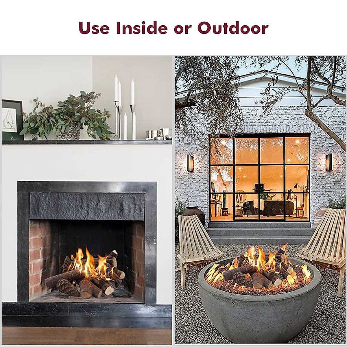 JP Outdoor Gas Fireplace Logs Small 9 Pieces Artificial Realistic Ceramic Wood Logs for Indoor Outdoor Fireplace & Fire Pits