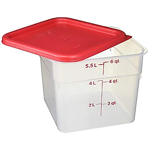 Cambro 6SFSPP190 CamSquare Storage Container, Translucent, 6 qt with Lid