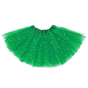 Century Star Girls Sparkle Tutu Skirt Tulle Ballet Skirts 3 Layers Princess Tutu for Toddler Kids Baby Party Dress Birthday Halloween 2-8T Cute Green