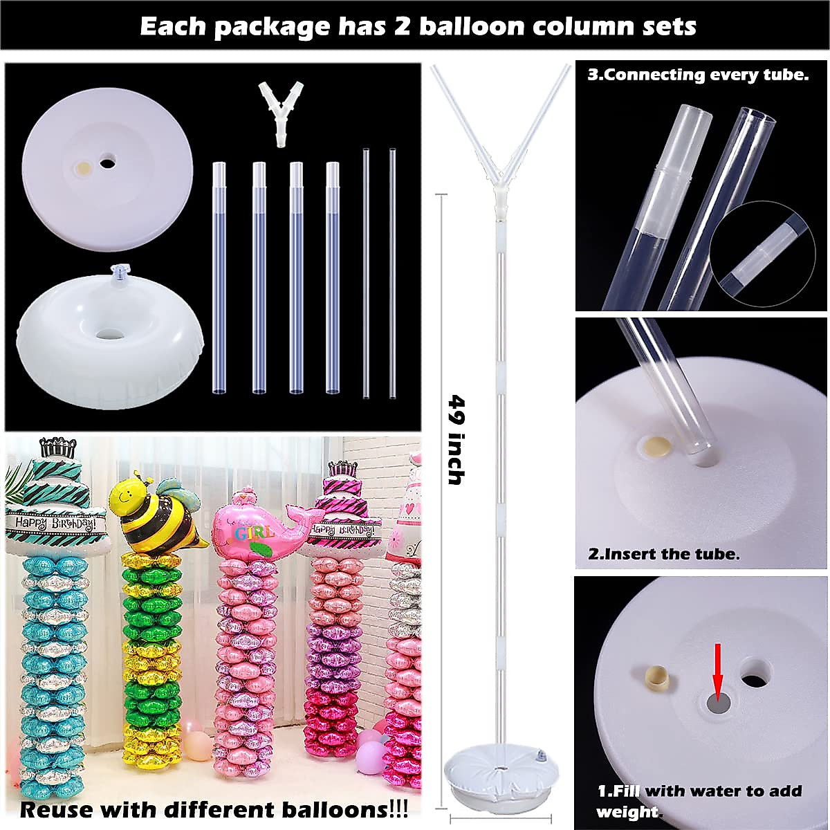 60th Birthday Decorations Kit for Women Ladies,Rose Gold 60th Birthday Balloons Column for 60s Party Decorations and 60th Anniversary Decorations (Rose Gold) (Rose Gold)