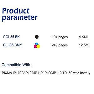 EASYPRINT (4 x Black with 4 x Tri Color) Compatible Ink Cartridges Replacement for Canon PGI-35 CLI-36 PGI35 CLI36 Used for PIXMA IP100B IP100 IP110 TR150 Series Printer, (8-Pack)