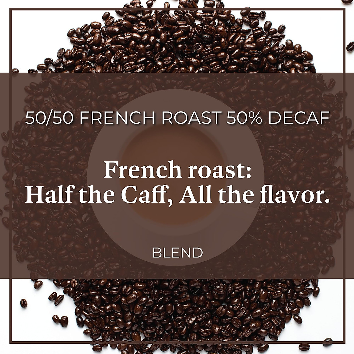 The Bean Organic Coffee Company 50/50 (Half Caff) French Roast, 50% Decaf, Dark Roast, Ground Coffee, 16-Ounce Bag, Café Molido Tostado Orgánico descafeinado