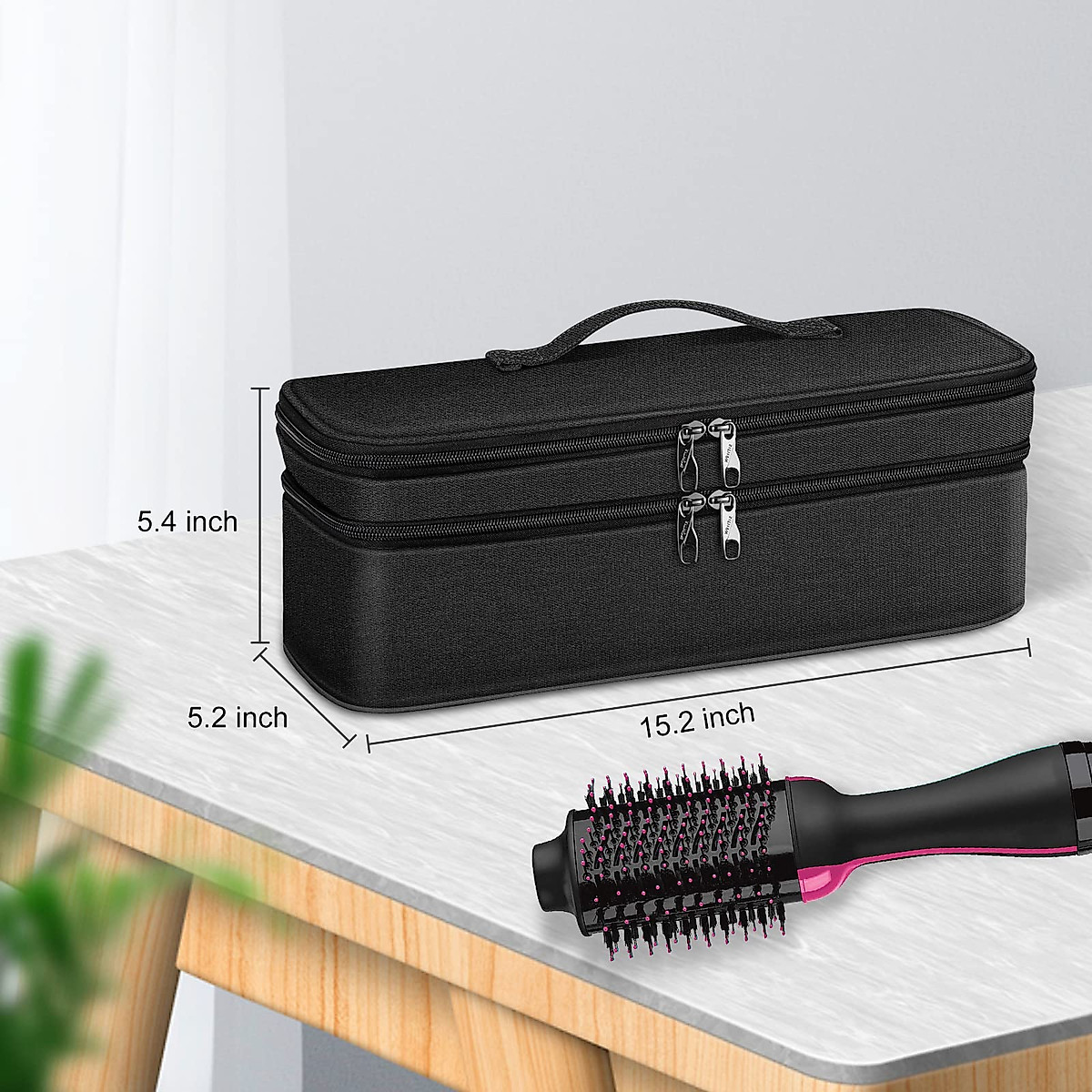 SITHON Double-Layer Travel Carrying Case for Shark FlexStyle/SmoothStyle, Water Resistant Storage Organizer Bag for Airwrap Styler, Also for Revlon One-Step Hair Dryer (Bag Only) (Black)