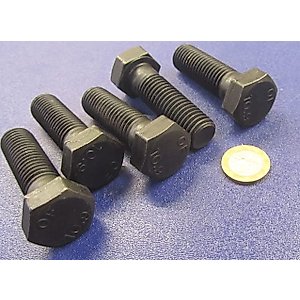 Generic Class 10.9 Steel Hex Bolts M18 x 2.5 mm x 60 mm Long PT 5 pcs, Bolt-1699-21-11, Black