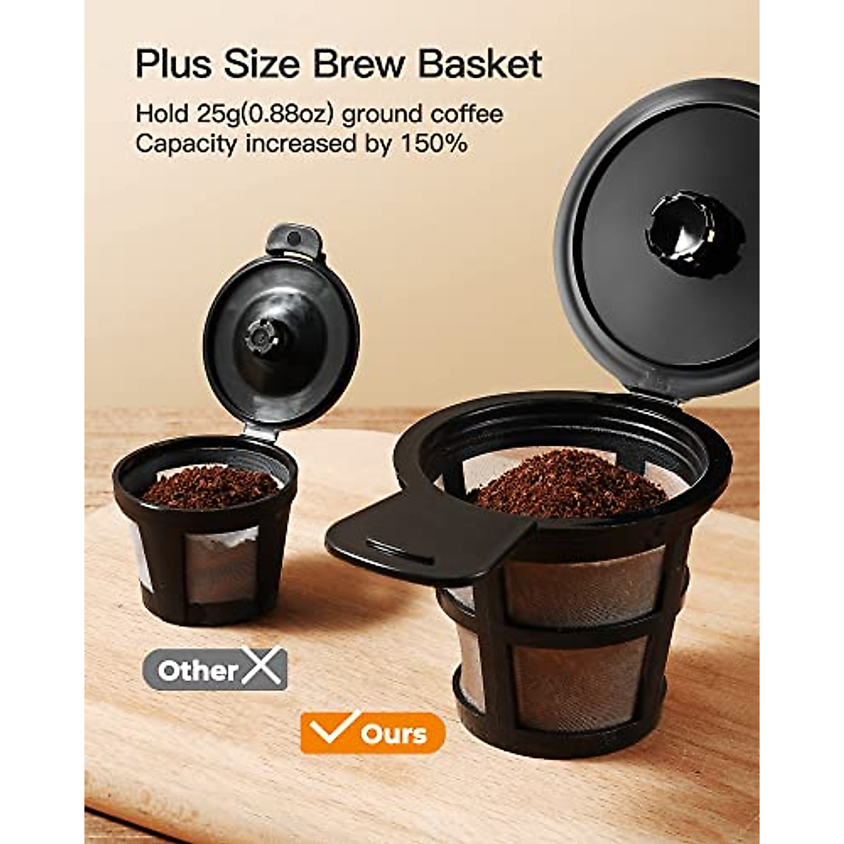 Famiworths Single Serve Coffee Maker for K Cup & Ground Coffee, With Bold Brew, One Cup Coffee Maker, 6 to 14 oz. Brew Sizes, Fits Travel Mug, Classic Black