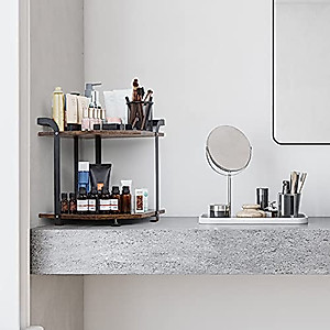 Cabinet Corner Shelves 2-Tier Kitchen Counter Corner Shelf Small Wood Countertop Organizer Shelves Spice Rack and Storage Racks for Bathroom Office and Living Room