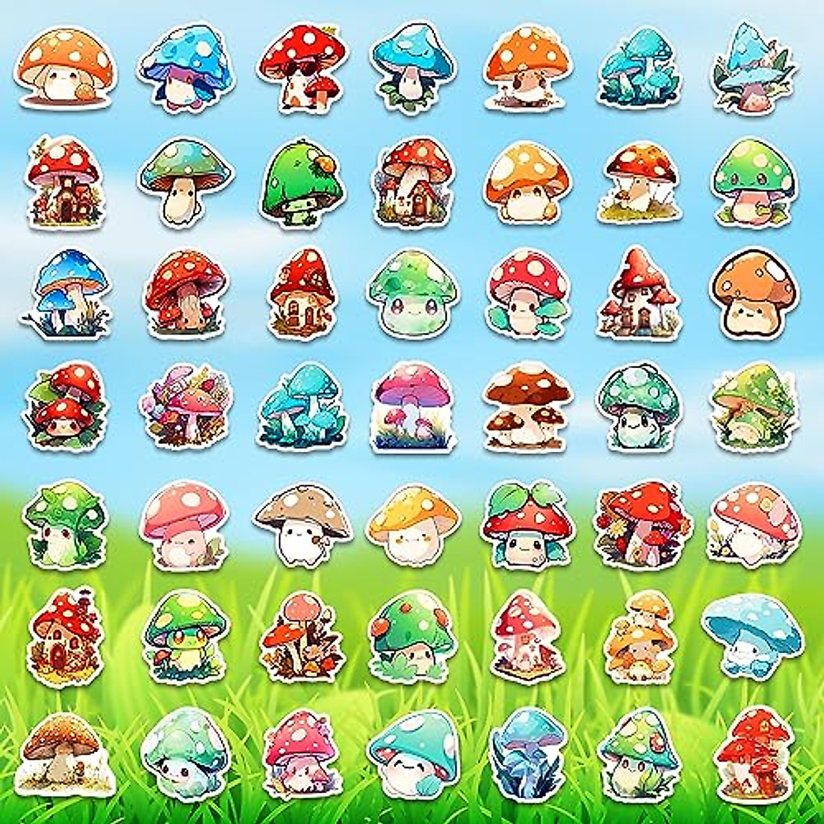 100 PCS Cute Stickers Pack,Cartoon Mushroom Stickers for Kids Boys Girls,Waterproof Aesthetic Stickers for Water Bottle Laptop Scrapbook Notebook Skateboard