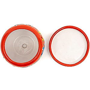 Enchanted Talavera Ceramic Succulent Pot Small Flower Planter Cactus Bonsai Pot W/Drainage Home Garden Office Desk Décor Gift (Small 4.5" x 4" with Saucer, Red)