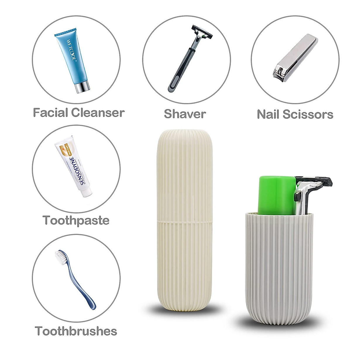 Jeopace Toothbrush Cup Portable Toothbrush Holder Multifunction Travel Cup Organizer Toothbrush Case and Carrier for Bathroom School Business Trip 2Pack