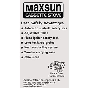 Max Gas Stove MS-2500 (Black), 8000 BTU, Camp Stove, with Carrying Case