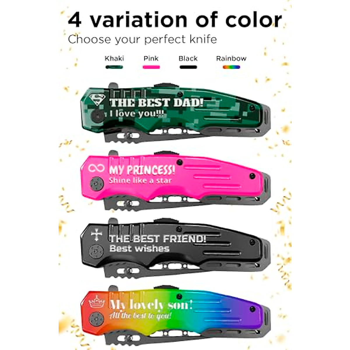 Grand Way Personalized Gift for Men - Customized Pocket Knife Engraved Gifts Dad Husband Custom Knives Idea Birthday Christmas Valentine's Day Anniversary Stocking Stuffers 6681 PS