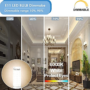 ZSSXOLED [Pack of 5] E11 LED Light Bulb 7W Dimmable E11 Mini Candelabra Base 75W Halogen Equivalent, T3/T4 JD E11 LED Corn Bulb for Indoor Chandeliers Cabinet Decorative Lighting White 6000K