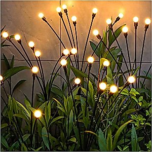 BINFENNY Solar Powered Firefly Lights - Outdoor Solar Firefly Garden Lights Vibrant Swaying Garden Light Waterproof Decorative Solar Lights for Yard Patio Pathway Decoration Warm 2Pack
