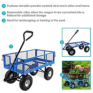 Sunnydaze Utility Cart with Removable Folding Sides, 400 Pound Weight Capacity