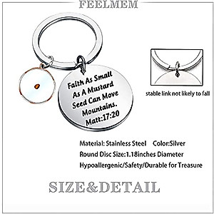 FEELMEM Faith Gift Matthew 17:20 Keychain Mustard Seed Faith Gifts Friend Religious Jewelry Christian Scripture Gift (Faith as-ky)