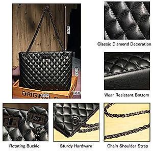 zhongningyifeng Shoulder Bag for Women Handbag Purse Leather Fashion Upgrade with Chain Strap (black1)