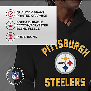 Team Fan Apparel NFL Adult Gameday Hooded Sweatshirt - Poly Fleece Cotton Blend - Stay Warm and Represent Your Team in Style (Pittsburgh Steelers - Black, Adult Large)