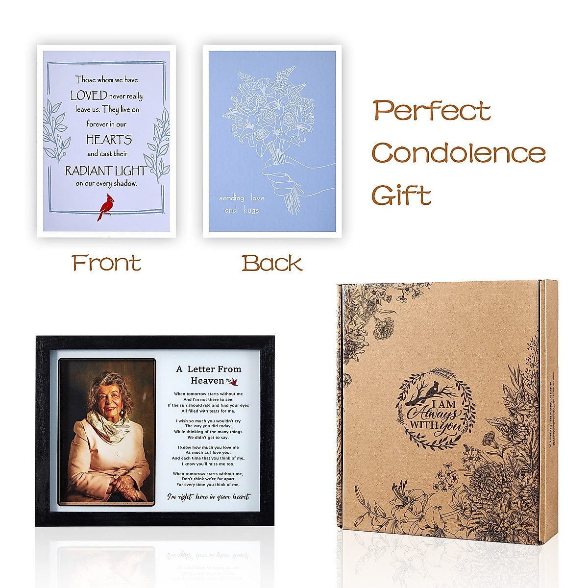 WOODEXPE Sympathy Gift LED Memorial Shadow Box Memorial Picture Frame for Loss of Loved One 4x6 Photo (A Letter from Heaven Black)