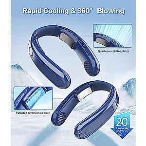 CXLiy Portable Neck Fan,5000mAh Battery Rechargeable Bladeless Neck Fan,3-Speed Air Conditioner Personal Fan,Faster Cooling USB Fan for Home,Office,Travel,Camp