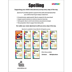 Spectrum Spelling Workbook Grade 3, Ages 8 to 9, 3rd Grade Spelling Workbook Covering Phonics, Handwriting Practice with Vowels, Consonants, Dictionary Skills, and More, Spelling Books for 3rd Grade