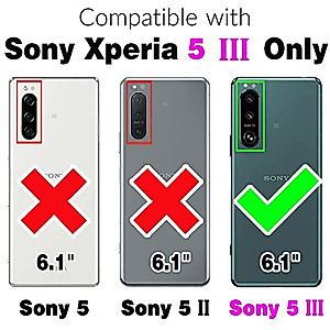 Phone Case for Sony Xperia 5 III 3 / Xperia5III 5G Wallet Cover with Tempered Glass Screen Protector and Credit Card Holder Zipper Stand Cell Accessories Experia 5III 5G XQ-BC72 Women Men Black