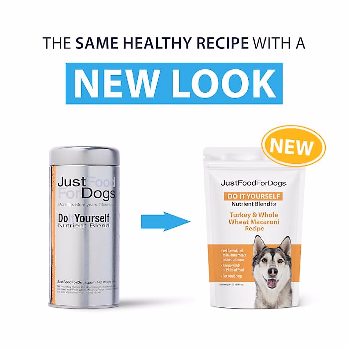 JustFoodForDogs DIY Nutrient Blend for Homemade Dog Food, Turkey & Whole Wheat Macaroni Recipe