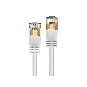 Monoprice SlimRun Cat6A Ethernet Patch Cable - Network Internet Cord - RJ45, Stranded, STP, Pure Bare Copper Wire, 36AWG, 50ft, White