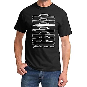 1955-69 Ford Fairlane Evolution Classic Outline Design Tshirt Large Black