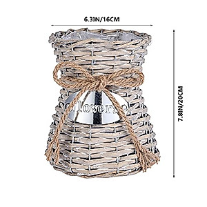 YARNOW Wicker Flower Vase Wicker Vase Rattan Vase Rustic Farmhouse Basket Flower Vase Planter Pot Table Centerpieces for Home Living Room Bedroom Office Retro Flower Vase