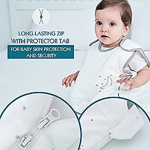 Baby Sleeping Bag for Winter, 100% Natural Cotton Wearable Blanket, 2.5 Tog Swaddle Transition for Infants and Toddlers