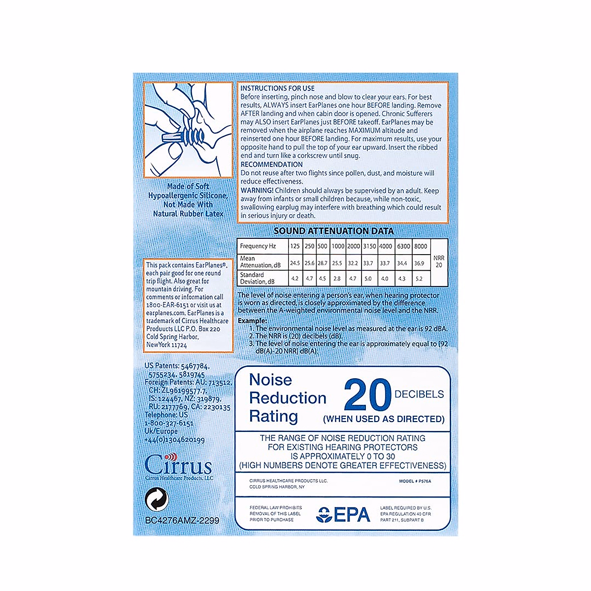 EarPlanes Ear Plugs Kid's Small Size 1 Pair (Pack of 5)