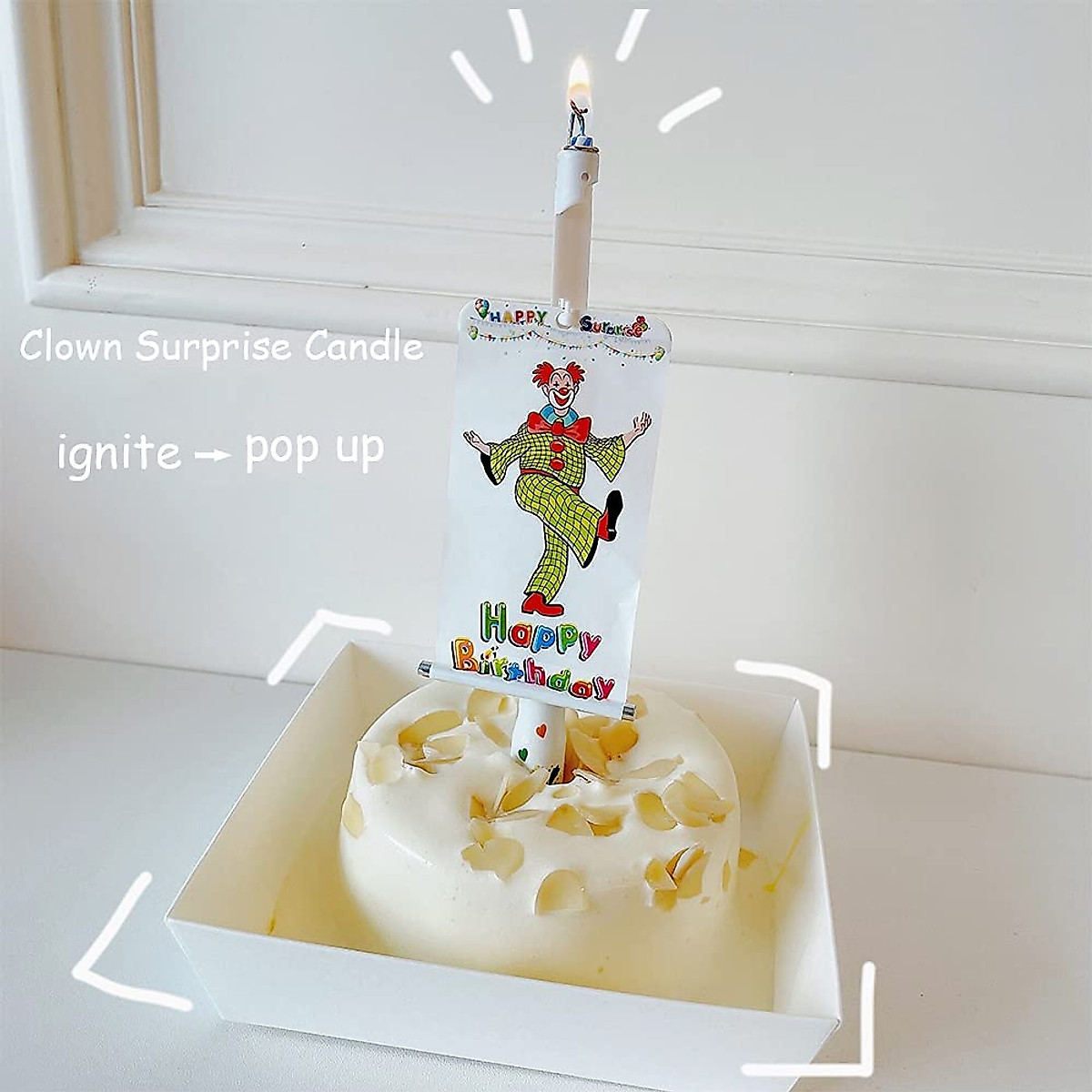 Pop Up Surprise Banner Candle, Circus Carnival Clown Cake Cupcake Candle, Clown Banner Birthday Candle for Party Supplies - 1 Pcs
