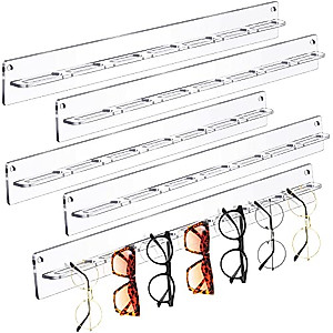 5 Pack Acrylic Sunglasses Organizer Storage Sunglasses Holder Organizer Wall Mounted Eyeglasses Holder Hanging Eyewear Display Rack Sunglass Rack Sunglasses Hanger Rack for Entryway Shelf (Clear)