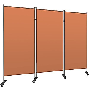 VEVOR Office Partition 89" W x 14" D x 73" H Room Divider 3-Panel Office Divider Folding Portable Office Walls w/Non-See-Through Fabric Room Partition Reddish Brown for Room Office Restaurant