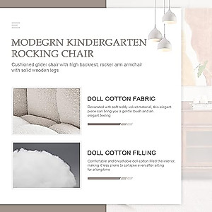 Virabit Small Rocking Chair Nursery, Upholstered Glider Rocker Rocking Armchair for Baby Nursery, Comfy Accent Chair for Nursery, Living Room, Bedroom (Beige)