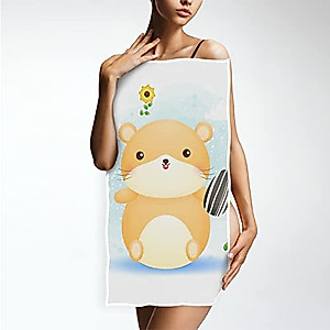 HUSSRITY Hamster Holding Sunflower Towels Super Soft Hand Towel Highly Absorbent Washcloths Quick Dry Bath Towel 30x15 Inch Durable Lightweight