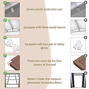 JAXPETY 9x10.5 FT Outdoor Storage Shed - Galvanized Metal Storage Shed Garden Shed with Double Lockable Doors and Floor Frame Backyard Shed for Garden Patio Backyard Lawn Tools, Brown
