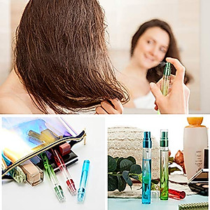 18 Pieces Mini Perfume Spray Bottles 10 ml Colorful Glass Fine Mist Sprayer Empty Spray Bottles Refillable Container Perfume Atomizer for Cleaning, Essential Oil, Liquid, 6 Gradient Colors