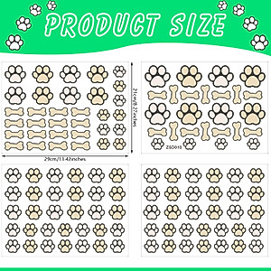 127 Pcs Dog Paw Print Stickers Glow in The Dark Wall Decals Dog Paw Print Wall Decor Dog Wall Stickers Decals Luminous Removable Vinyl Dog Paw Bone Wall Decals for Kids Nursery Bedroom (Green Light)