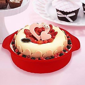 Demeras Cake Baking Pan 11inch Cake Mould Silicone for Cheesecake (red)
