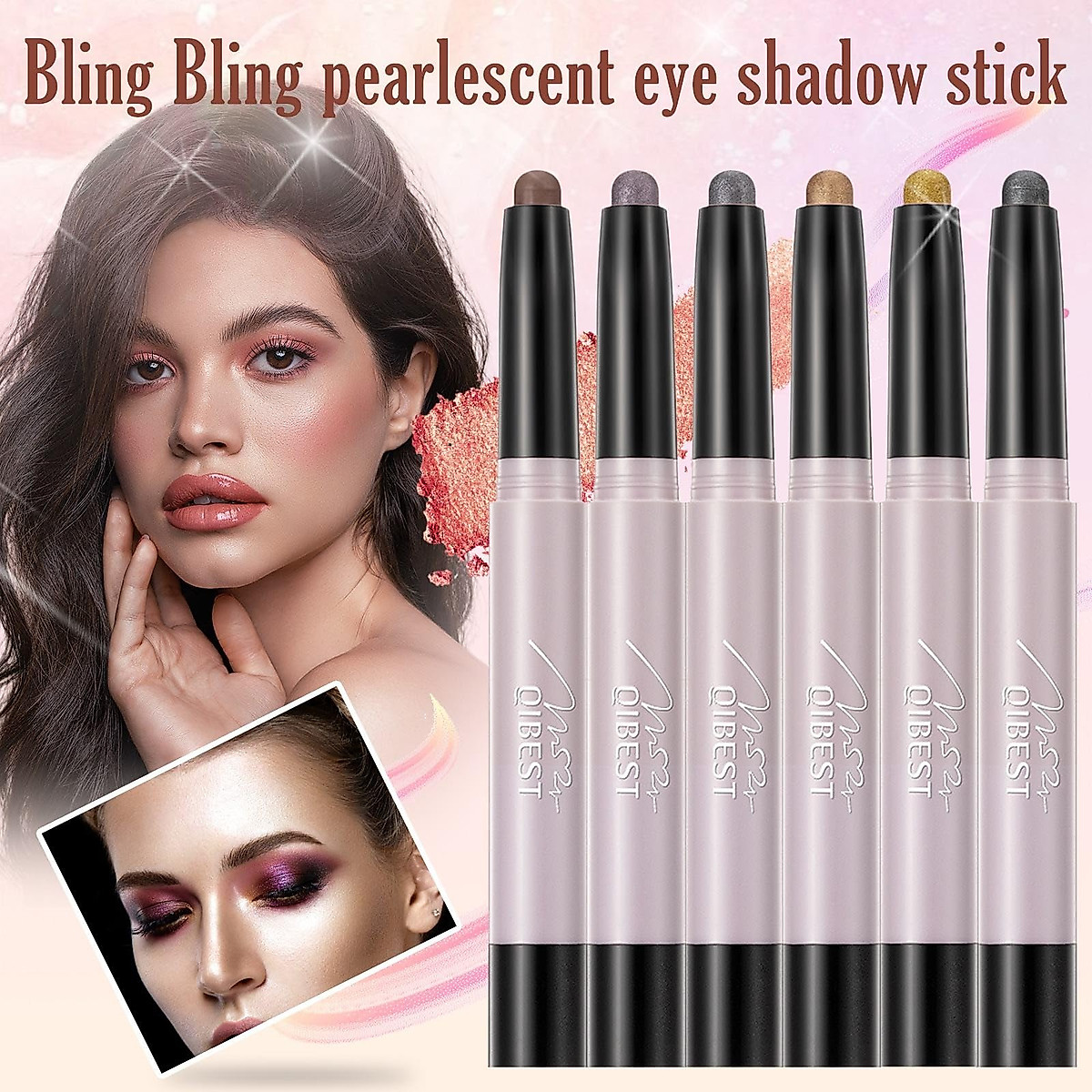 SWEETSHION Pearl Highligh Eye Shadow Stick Easy To Color Glitter Eye Shadow Pencil, Lasting Sweat Proof Brightening Eye Makeup, 1PC Lazy Eye Shadow Stick