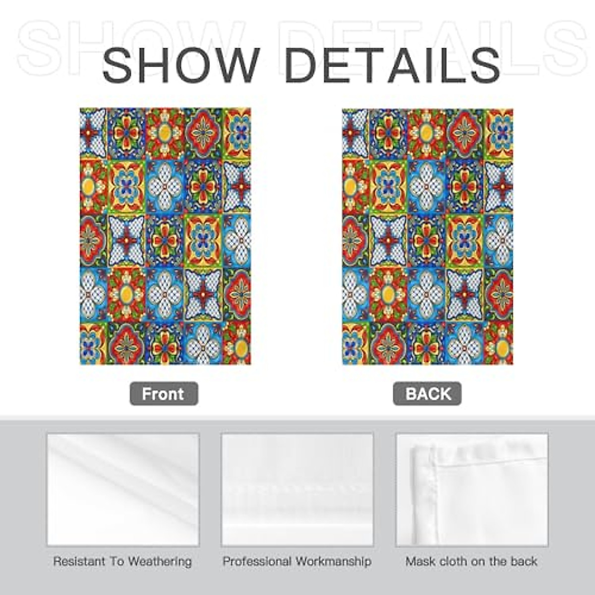 Double-sided garden flag Mexican Talavera Ceramic Tile Pattern Outdoor Flag Garden Flag Yard Outdoor Decoration （12×18in）.