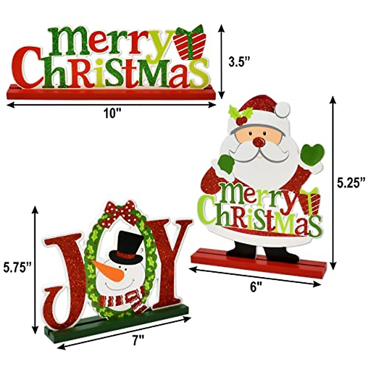 6 Christmas Table Decorations for Dinner Party Coffee Table Snowman Santa Reindeer Noel Joy Believe Merry Christmas Happy Holidays Centerpiece