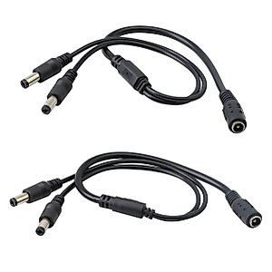 zdyCGTime 2Pack DC Power Female to Male Splitter Adapter Cable 1 Female to 2 Male 5.5mm x 2.1mm DC Power Supply Splitter Cord for Security CCTV Parking Security Cameras(1 to 2)