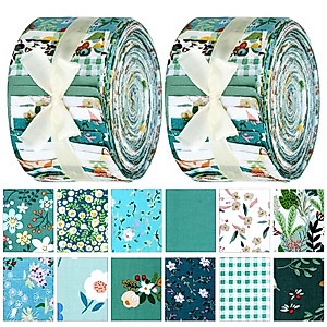 Moukeren 100 Pcs Floral Jelly Fabric Quilting Strips Colorful Cotton Fabric Patchwork Jelly Fabric Roll up 2.55 Inch Precut Plain Weave Fabric for DIY Craft Sewing(Cartoon)