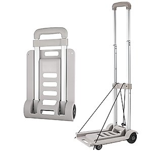 Fingertip WD Folding Luggage Cart with Chassis,4 Wheels Folding Hand Truck Dolly,Collapsible Light Duty Dolly for Moving Shopping Travel Office Use,165lbs(Grey)