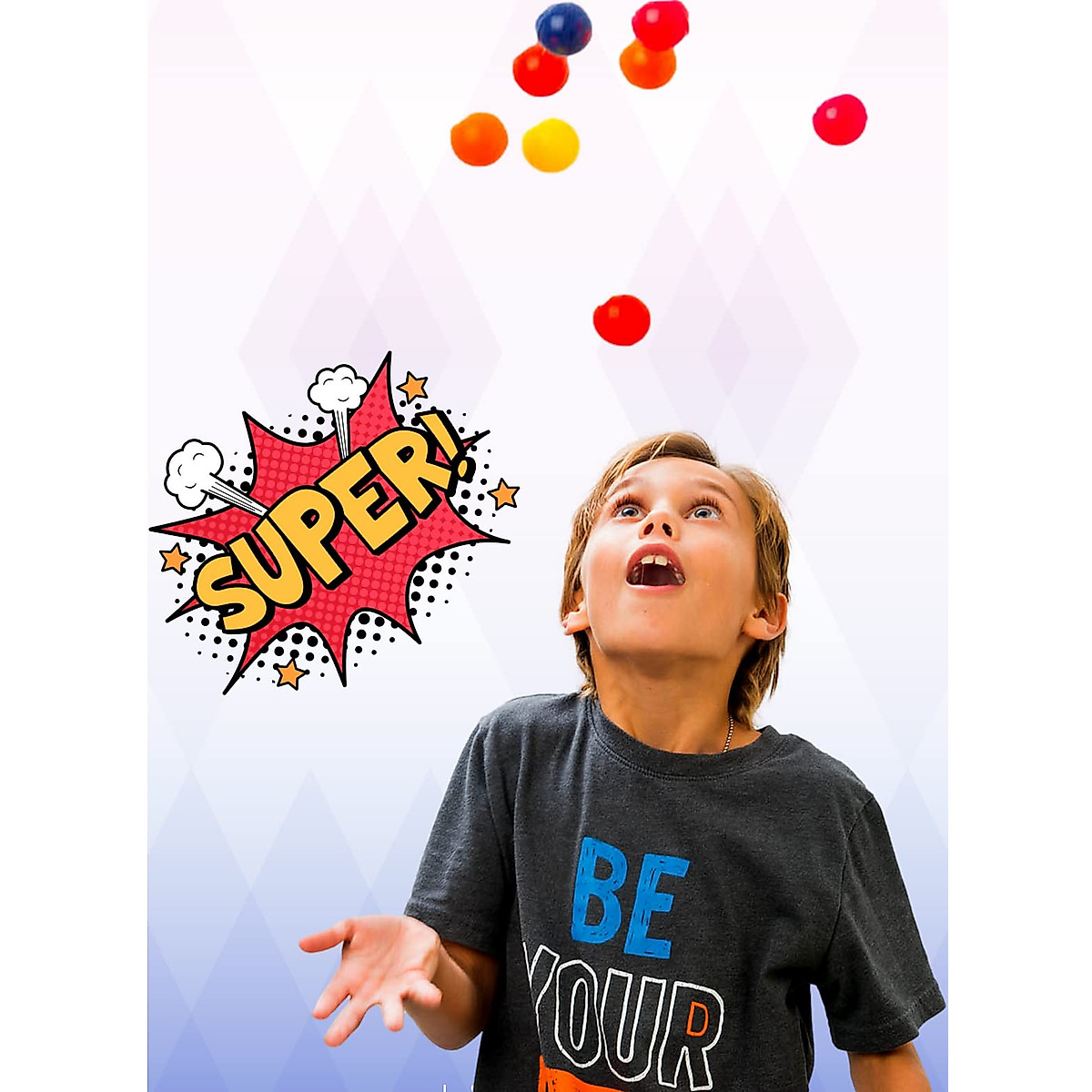 JA-RU Bouncy Balls Superballs Super Hi Bounce (2 Packs, 5 Balls Each) Fidget Bouncy Ball Small Toys Party Favors for Kids Toy Racquetball Bulk Kids Prize Premium Gift Includes Sticker 973-2s