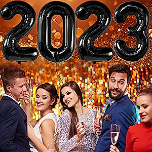 2023 Black Number Balloons - 40 Inch Large Size Foil Number Balloons for 2023 New Years Eve Party Festival Party Supplies Graduation Decorations